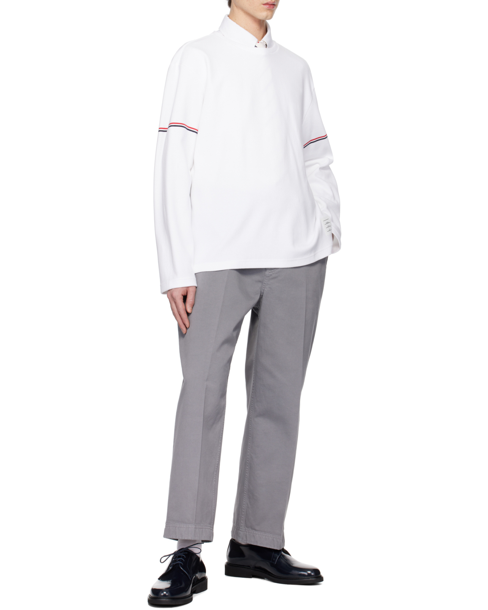 THOM BROWNE Thom Browne Tapered Leg Chinos with Pressed Crease